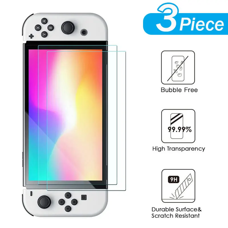 Película protectora de vidrio templado para Nintendo Switch, funda protectora de pantalla ...