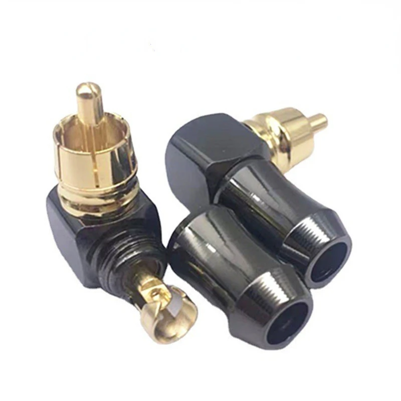RCA male Plug Connector 90 Degree Wire Adapter Gold Plated Solder ...