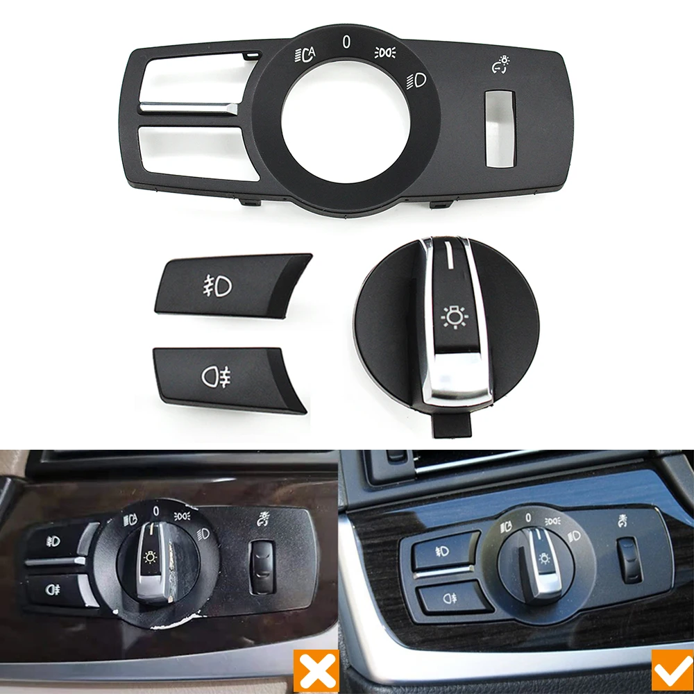 Head Lamp Rotary Button Headlight Switch Cover Panel For BMW 5 Series ...