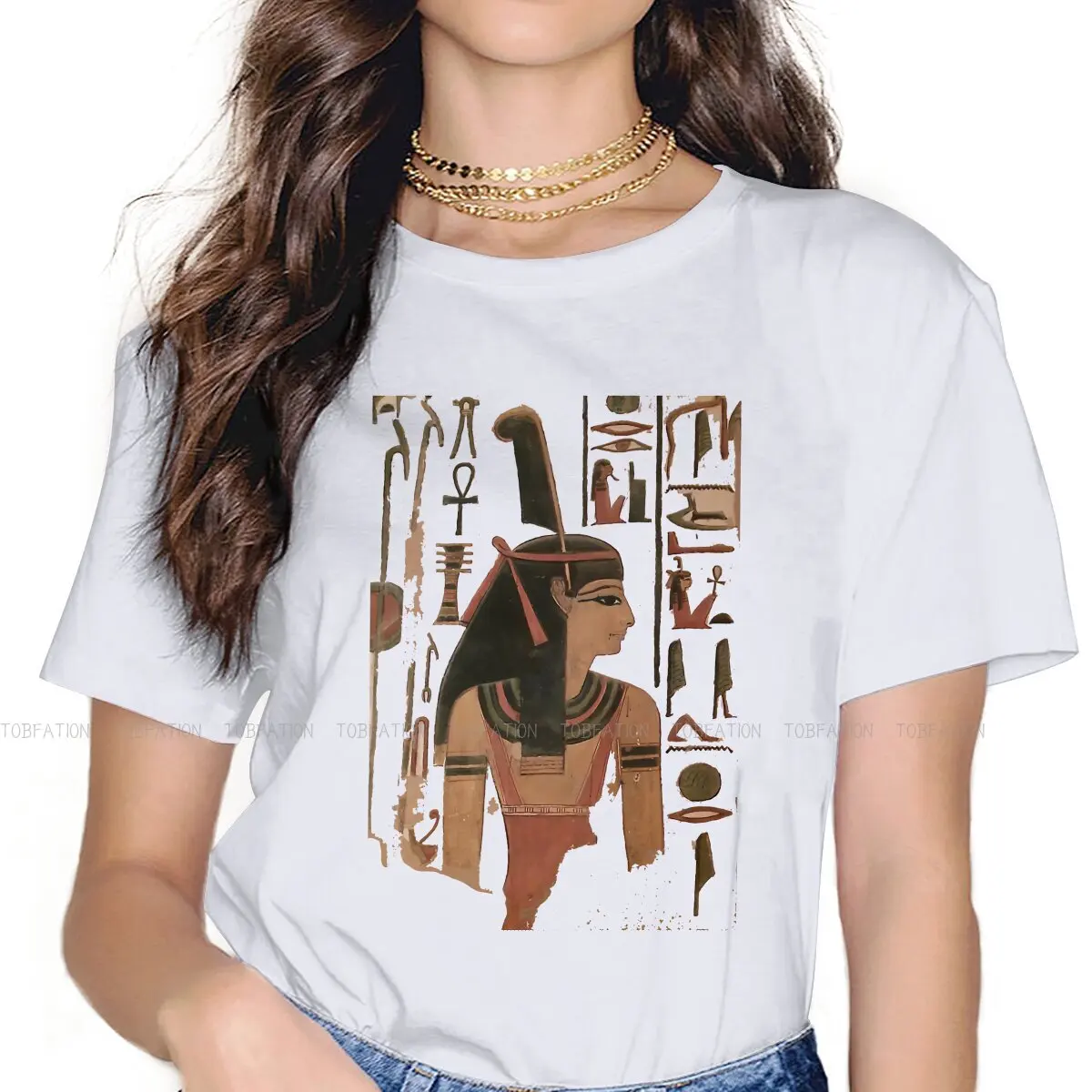 Maat-G-ttin-Klassische-Frauen-T-shirt-gyptischen-Alten-gypten-Kultur-Crewneck-M-dchen-Kurzarm ...