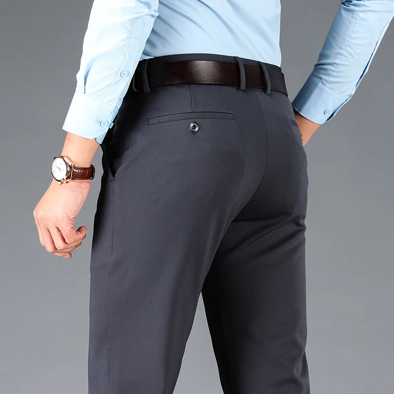Spring-Autumn-Men-s-Smart-Casual-Pants-Black-Navy-Blue-Suit-Pants ...