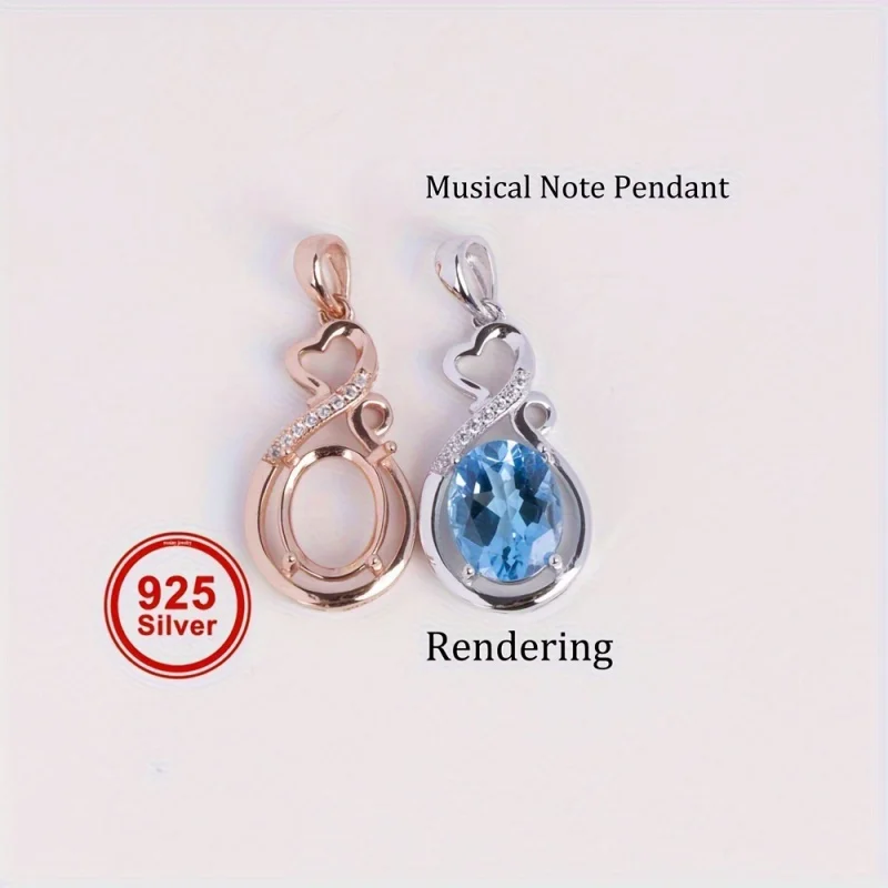 1pc 8x10mm Oval Prong Musical Note Shaped Pendant Setting, 925 Sterling ...
