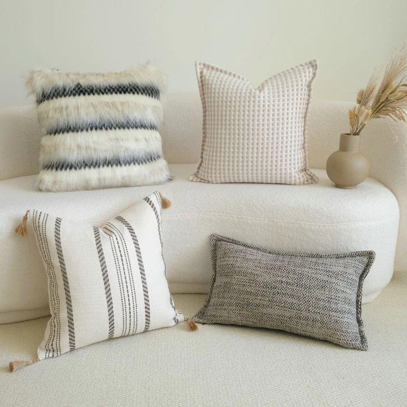 Housse de coussin à pampilles Beige 30x50/45x45/50x50CM, housse de ...