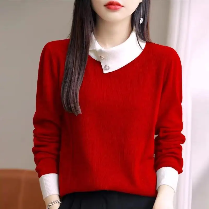Scarf Collar Women's Clothing Screw Thread Solid Color Pullover Sweater ...