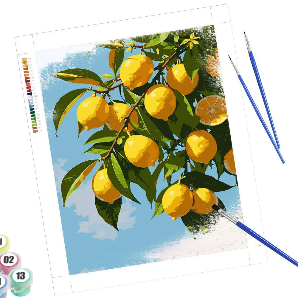 Lemon Pattern Paint By Number Picture On Canvas DIY Kits Acrylic Paint ...