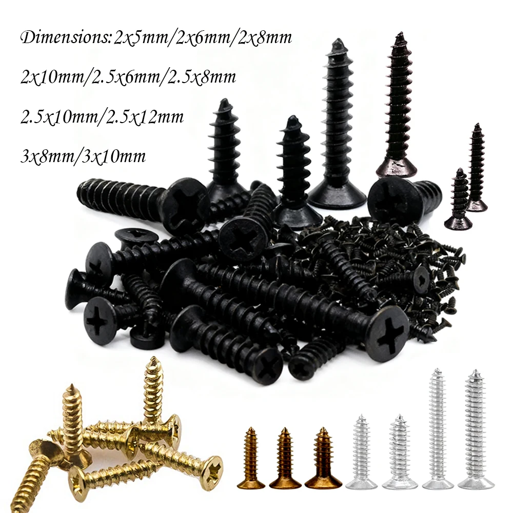 100-1000pcs Mini Phillips Flat Countersunk Head Self Tapping Screw ...