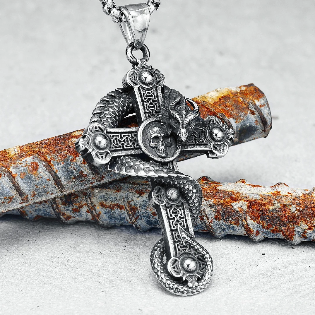 Stainless Steel Necklace Chain | Rock Cross Necklace Men | Cross Men ...