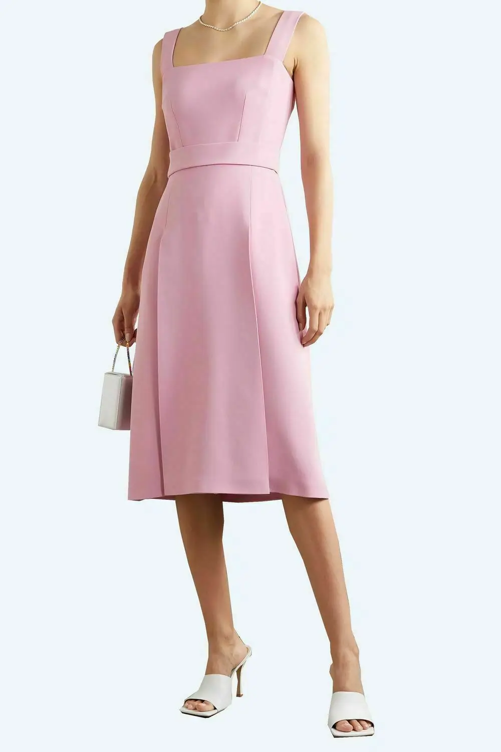 Simple Graduation Dresses Square Collar A Line Belt Pleated Sleeveless ...