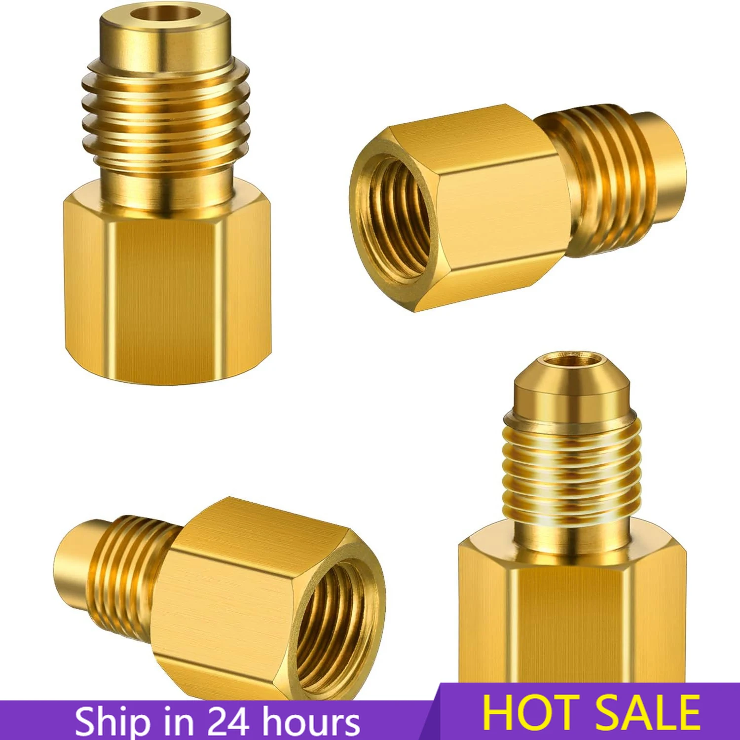 4PCS-R134A-Brass-Refrigerant-Tank-Adapter-to-R12-Fitting-Adapter-1-2 ...