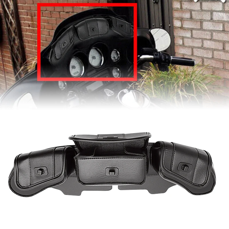 Motorcycle-3-Pocket-Windshield-Batwing-Fairing-Pouch-Bag-Leather-For ...