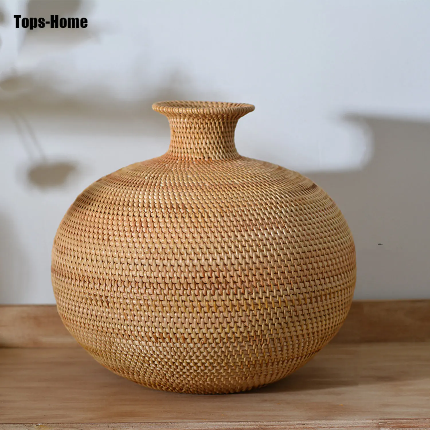 Hand Wowen Rattan Flower Vase Dry Flower Vases Pot Living Room Dining ...