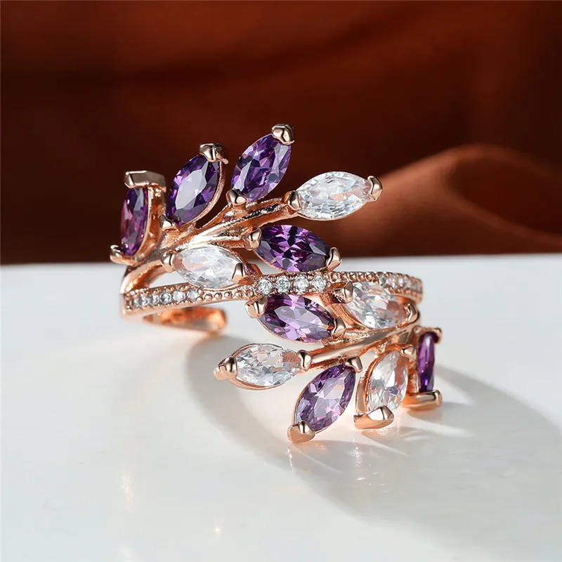 Luxury-Female-Purple-Zircon-Stone-Open-Ring-Promise-Rose-Gold-Color ...