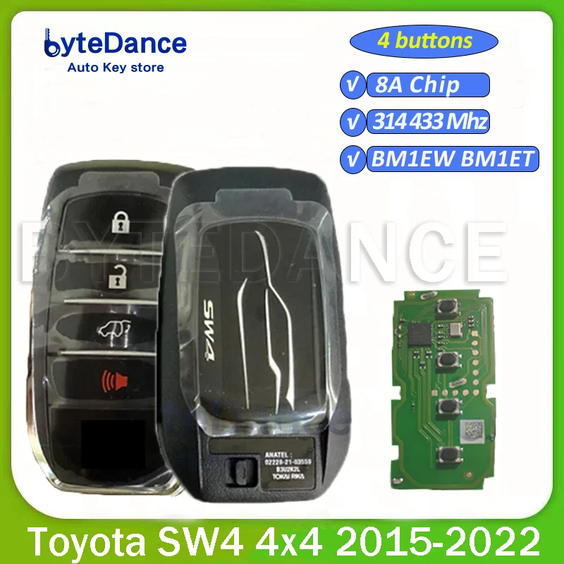 BYTEDANCE-Oem-4-Button-Smart-Remote-Key-Fob-For-Toyota-SW4-4X4-2015 ...
