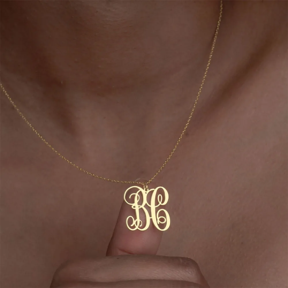 Custom-Monogram-Name-Necklace-For-Women-Gold-Color-Stainless-Steel ...