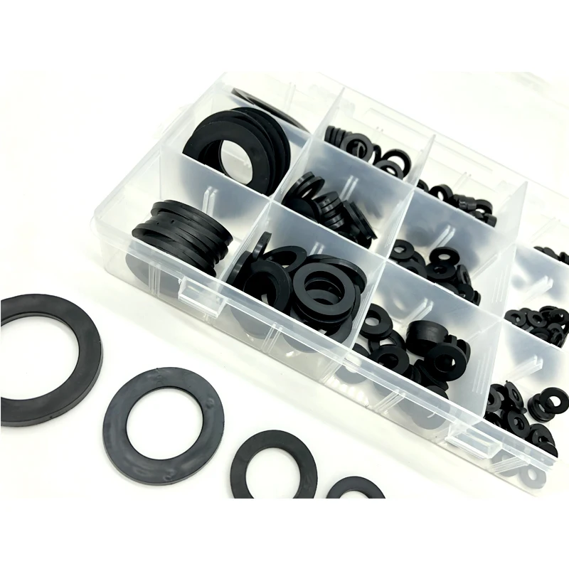 224 pcs 12 Sizes Black Insulation Ring Rubber Flat Washer Gasket ...