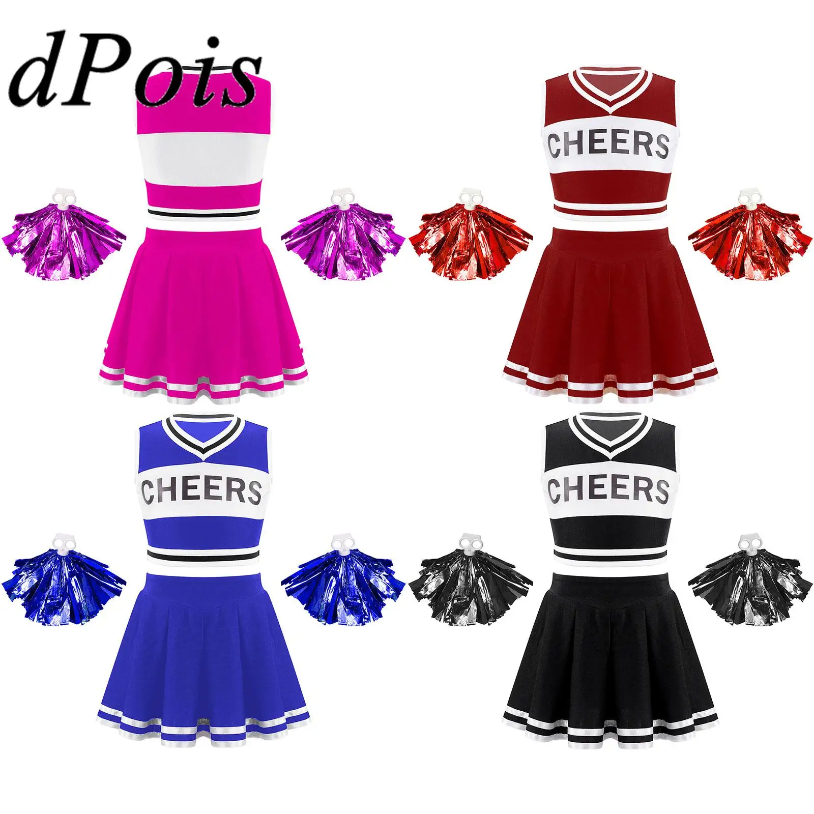 Children-Girls-Cheer-Dance-Outfit-Cheerleading-Uniforms-Sets-for ...