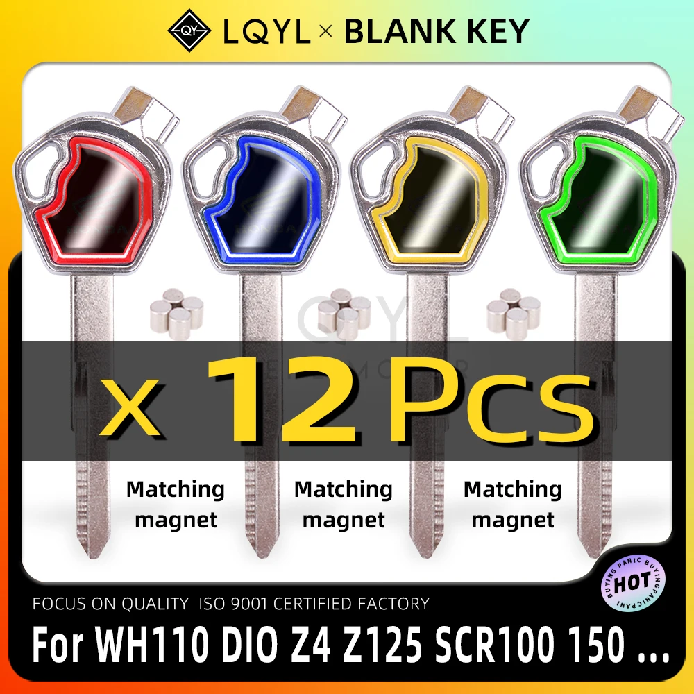 12Pcs-Motorcycle-Key-Uncut-Blank-Replace-Keys-For-HONDA-scooter-magnet ...