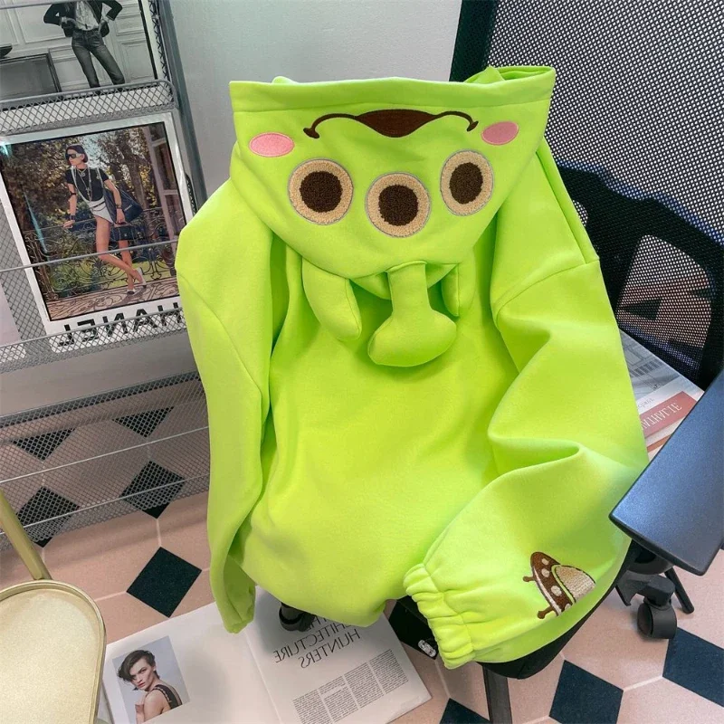 American-retro-cartoon-embroidered-hoodie-lazy-style-personalized-alien ...