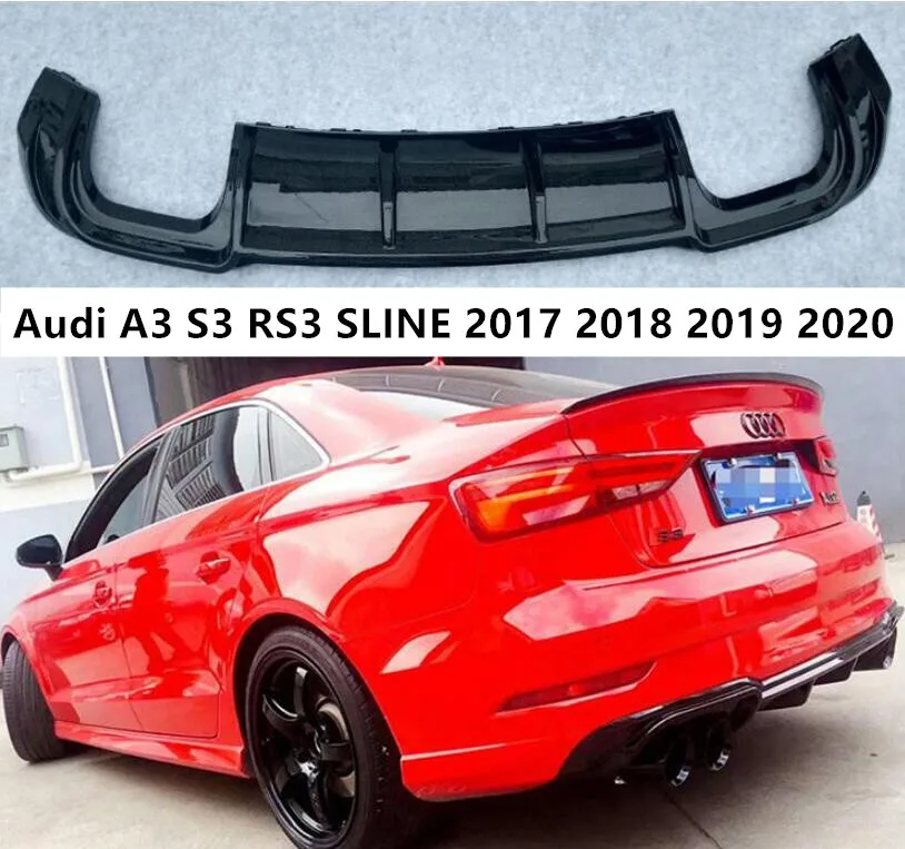 Rear Bumper Diffuser For Audi A3 S3 RS3 SLINE 2017 2018 2019 2020 Trunk ...