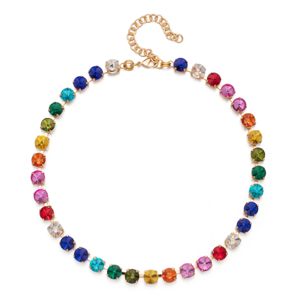 New Trendy10mm Beads Colorful Diamond Necklacec For Women Handmade ...