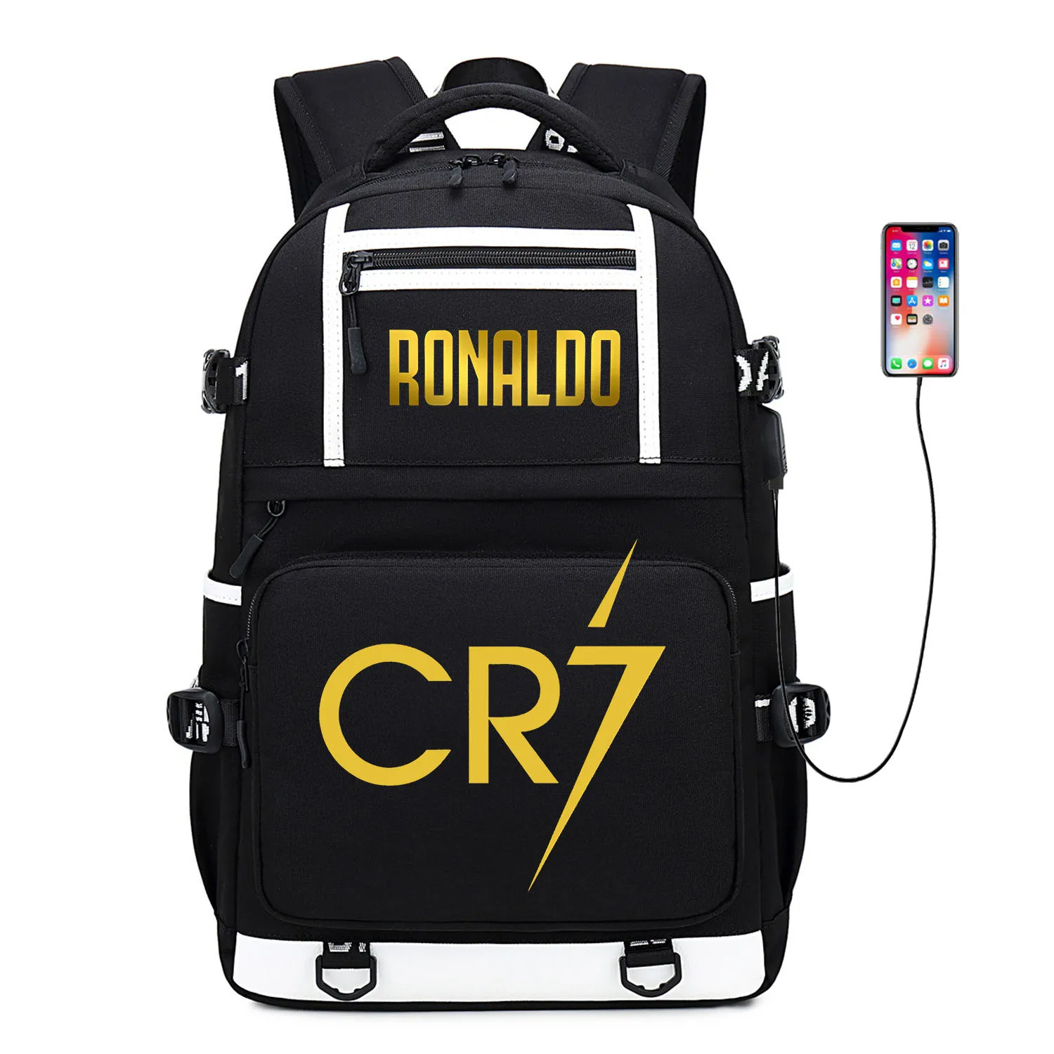 Soccer-Star-Ronaldo-Print-Backpack-Casual-Student-School-Bag-Teen-Big ...