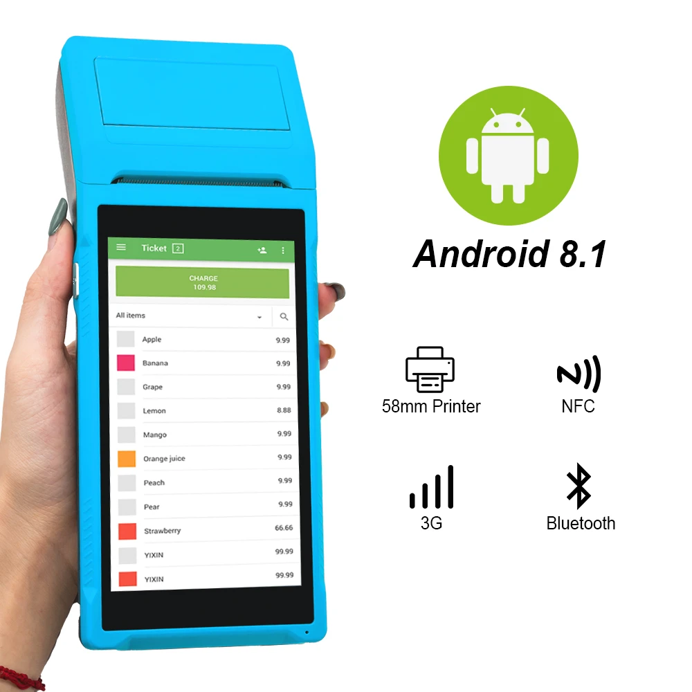 Terminal de point de vente Portable Android 8.1, 58mm, imprimante ...