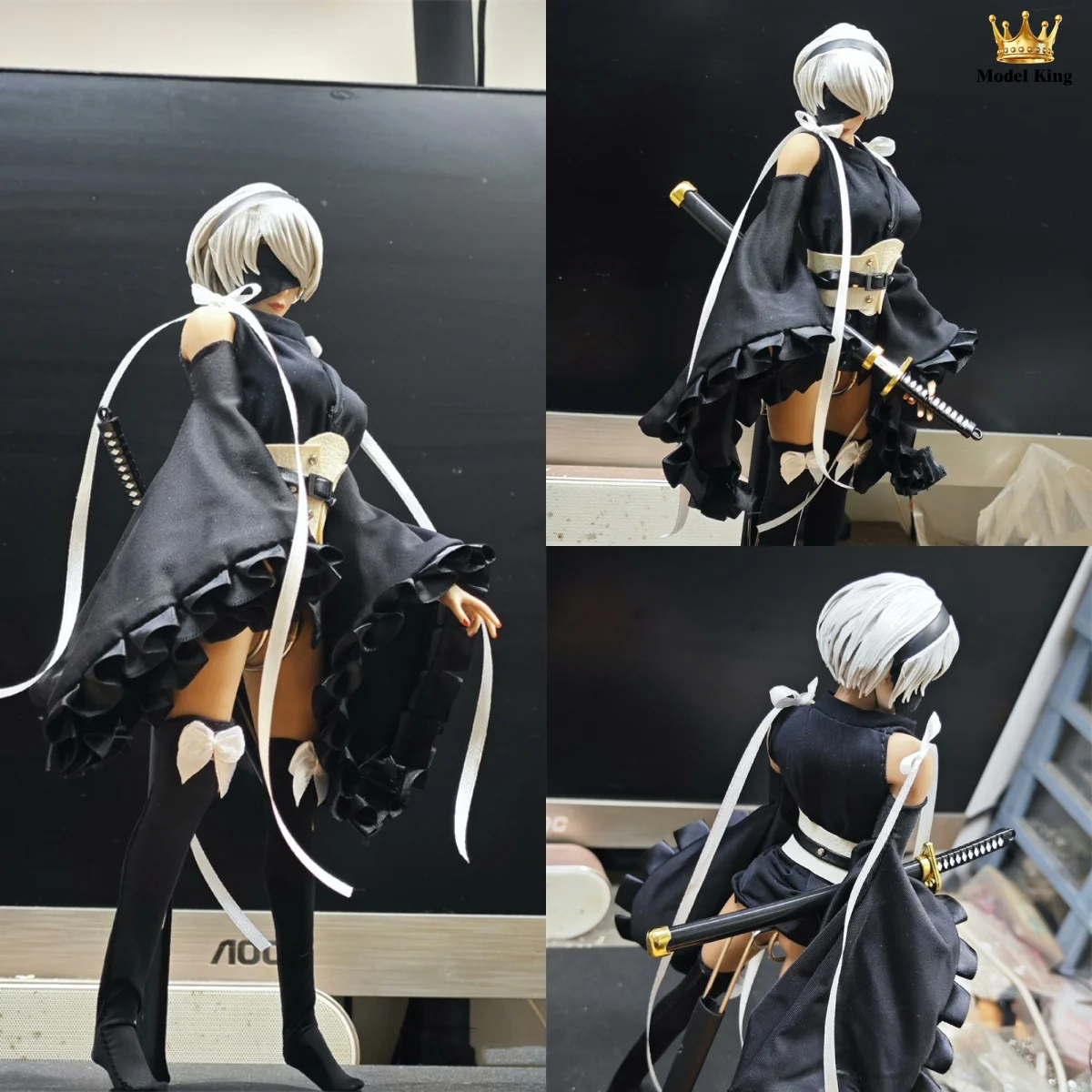 In-Stock-1-6-Sexy-Bow-Wide-Sleeved-Black-Apron-Thigh-high-Socks-Cosplay ...