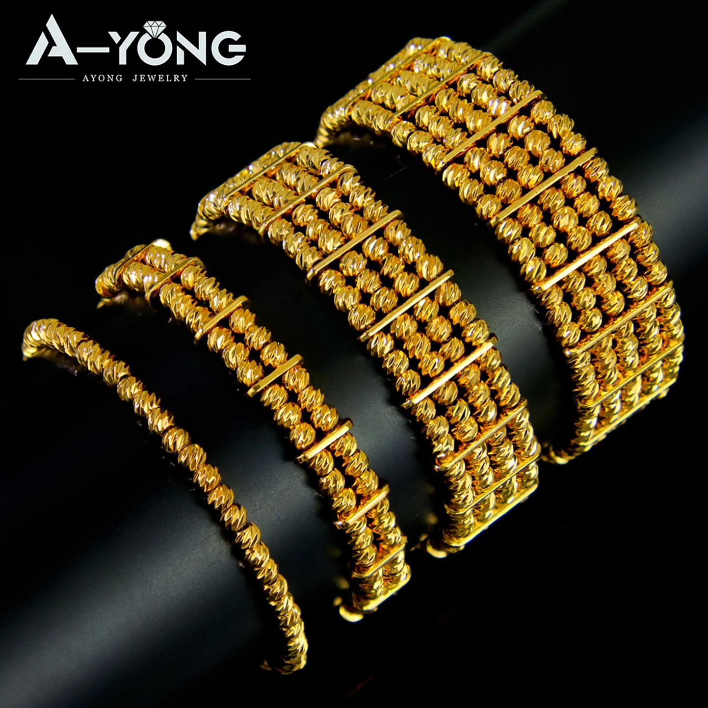 Multi Layer Gold Color Beads Bracelets 21k Gold Plated Arab Islamic ...