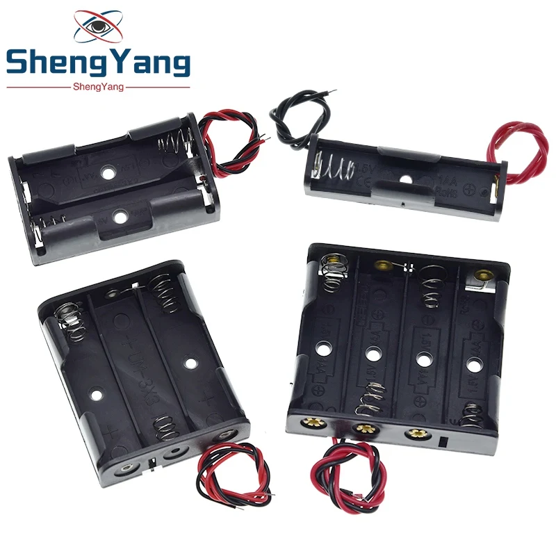 1/3pc AA Size 5 Battery Storage Box Case Holder Leads With 1 2 3 4 ...