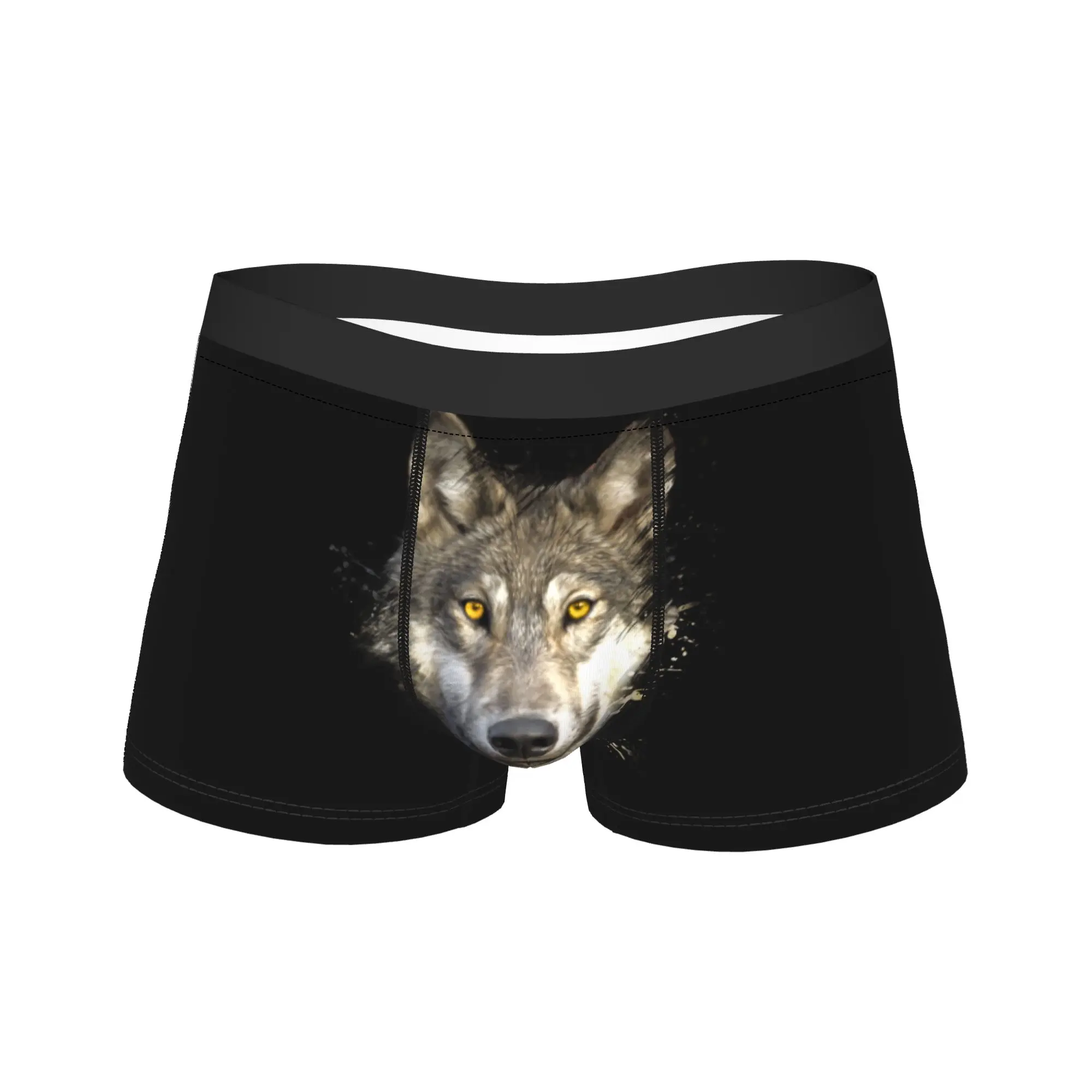 Men Beautiful Wolf Boxer Briefs Shorts Panties Polyester Underwear Male ...