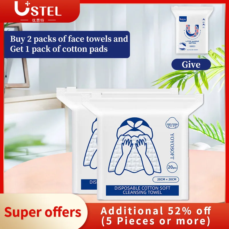 20pieces Portable Dry Towels USTEL Travel Disposable Wash Towel Clean ...