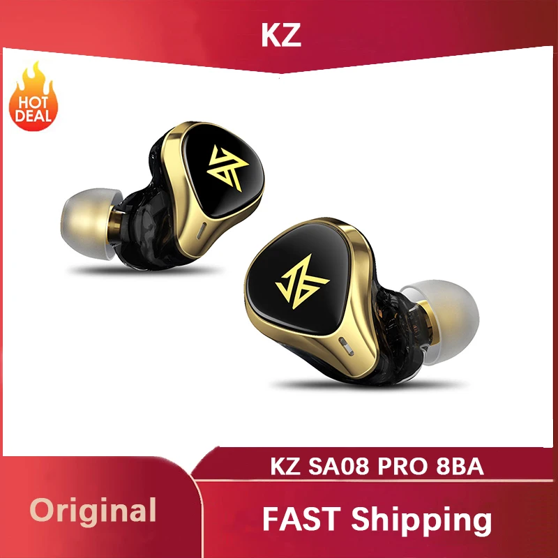 KZ SA08 PRO 8BA Units TWS Bluetooth 5.2 Earphone True Wireless Earbuds Touch Control Noise ...