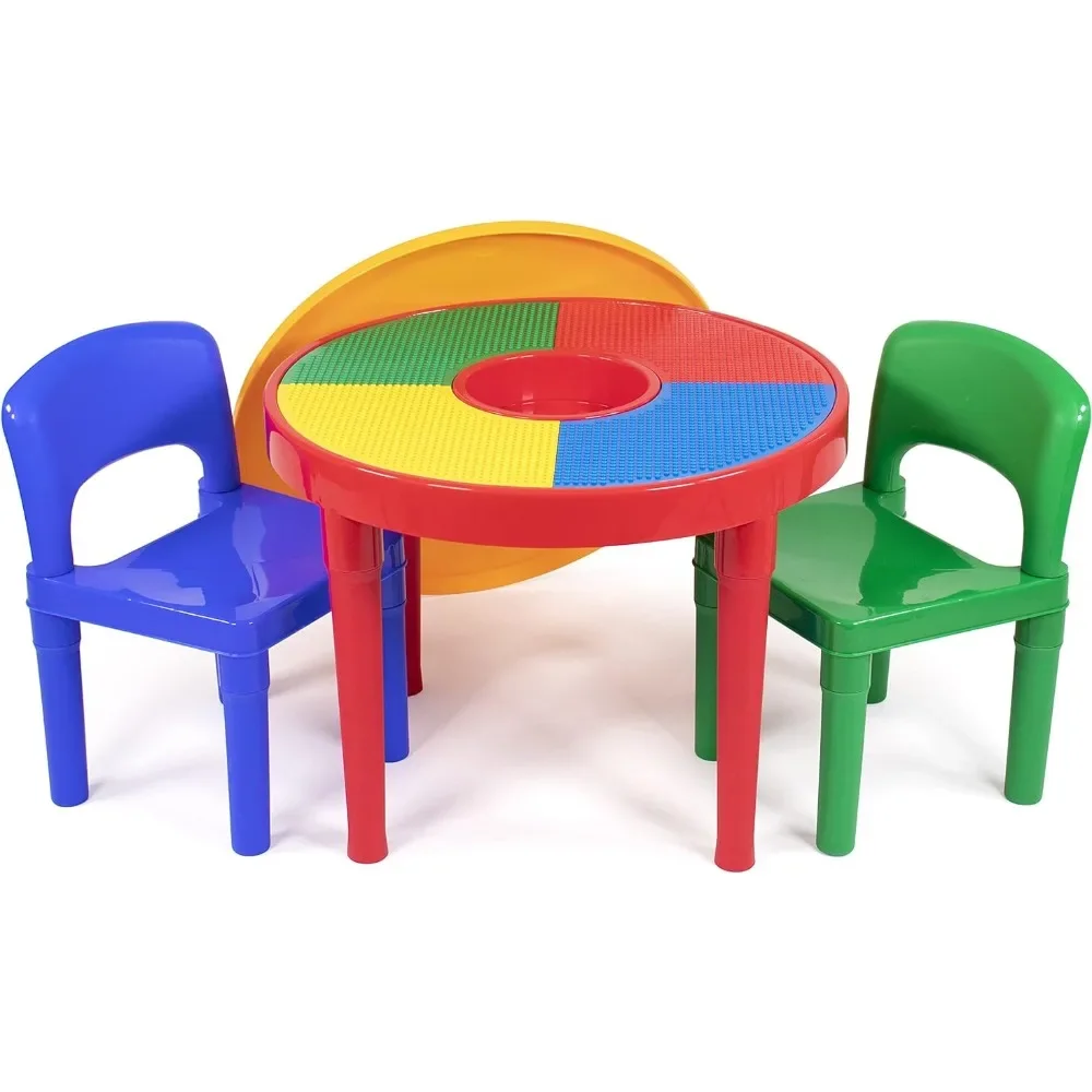 Children-s-tables-and-chairs-Red-Green-Blue-Kids-2-in-1-Plastic-Blocks ...