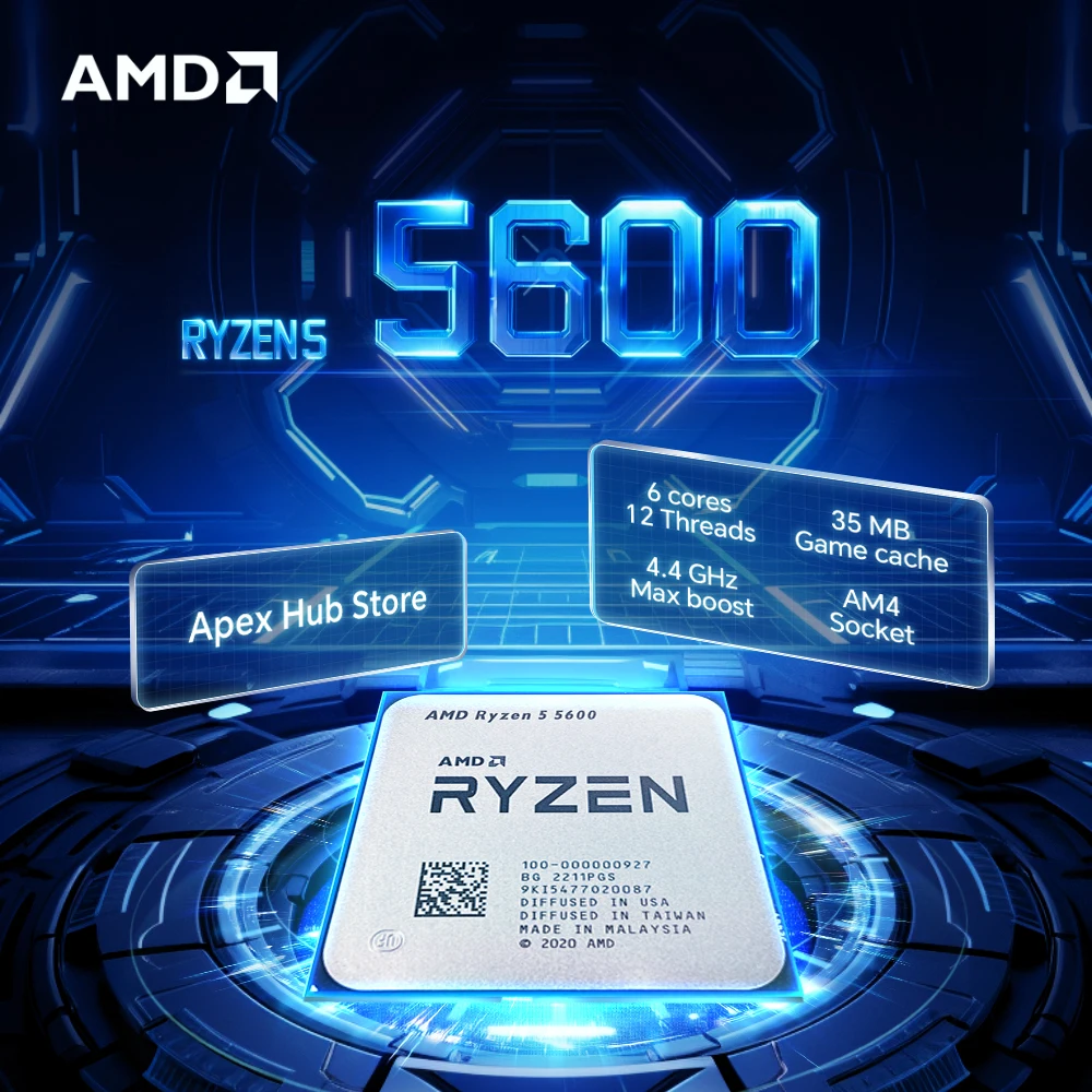 NEW AMD Ryzen 5 5600 6-Core 12-Thread AM4 65W 7NM L3=32M Applicable to ...