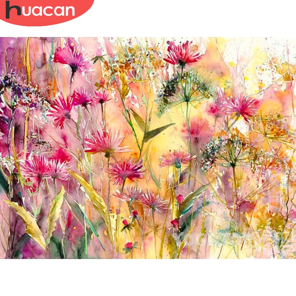 HUACAN Diamond Mosaic Flower Embroidery Complete Kit Painting Abstract Picture Of Rhinestones ...