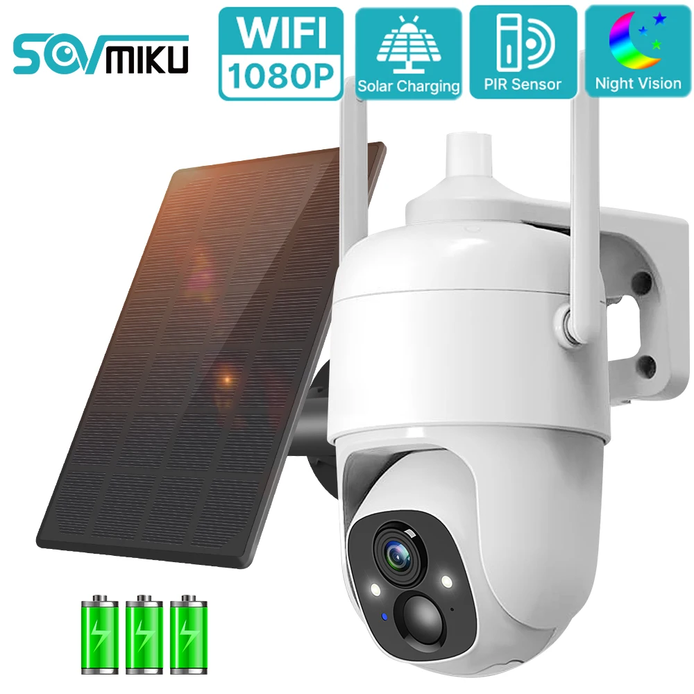 1080P WIFI Solar Camera PIR Motion Detection Security Video ...
