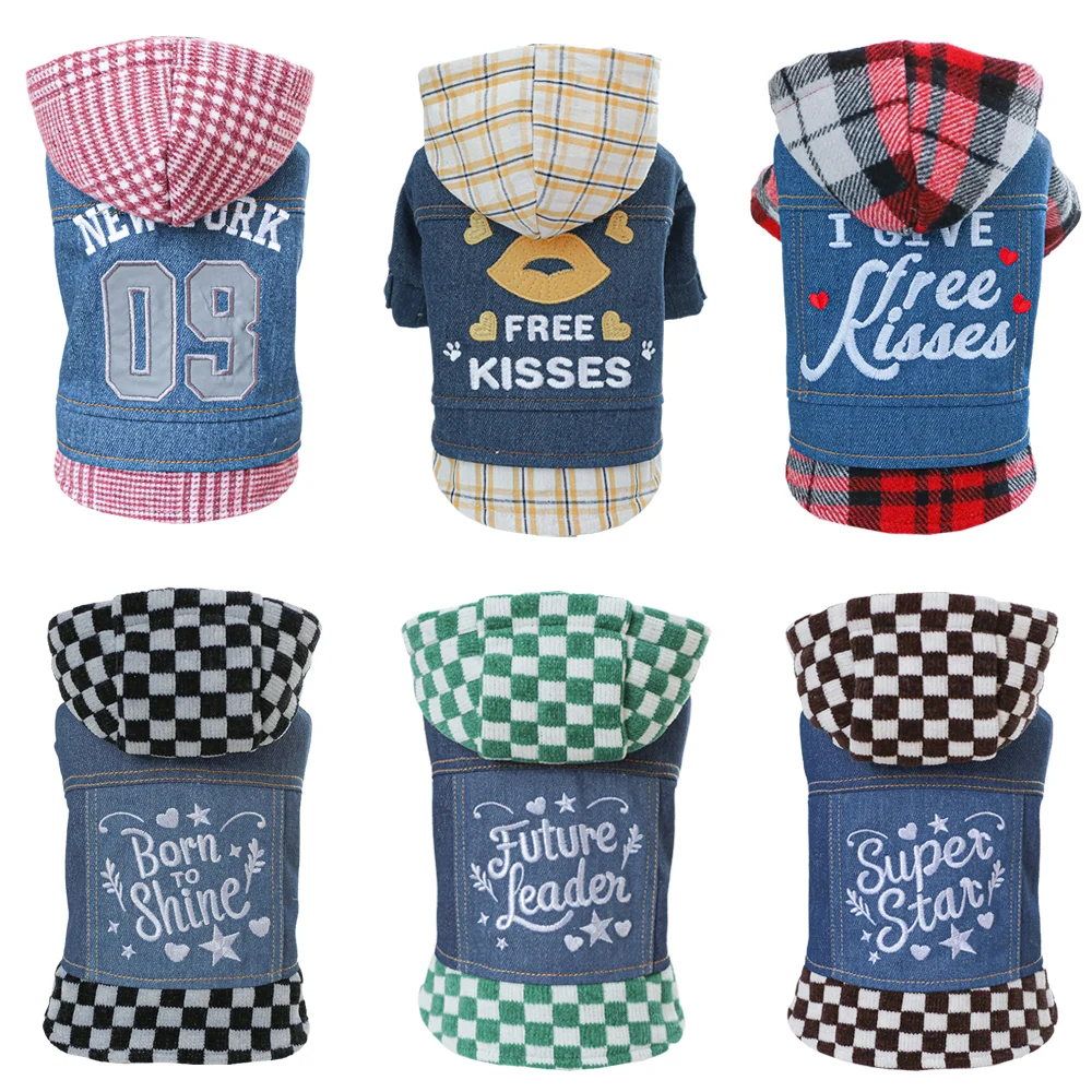 Classic-Plaid-Pet-Denim-Clothing-for-Small-Dogs-Autumn-Winter-Puppy-Dog ...