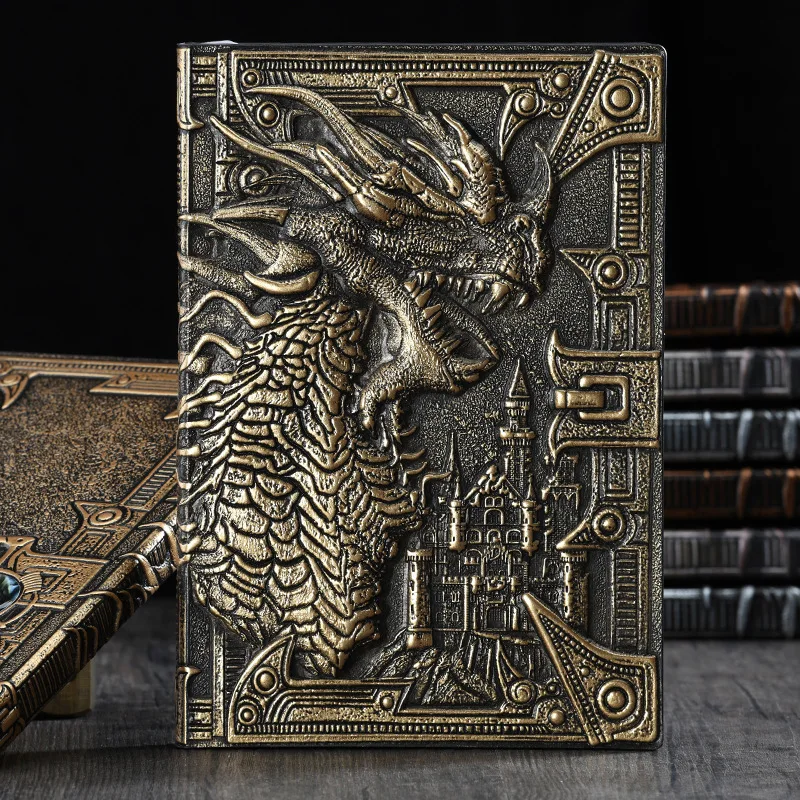 3D-Three-dimensional-Dragon-A5-Notebook-European-Retro-Thickened-Pu ...