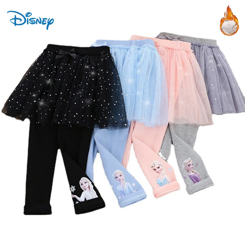 Disney Frozen Elsa Cotton Girls Leggings Lace Princess Skirt Pants ...