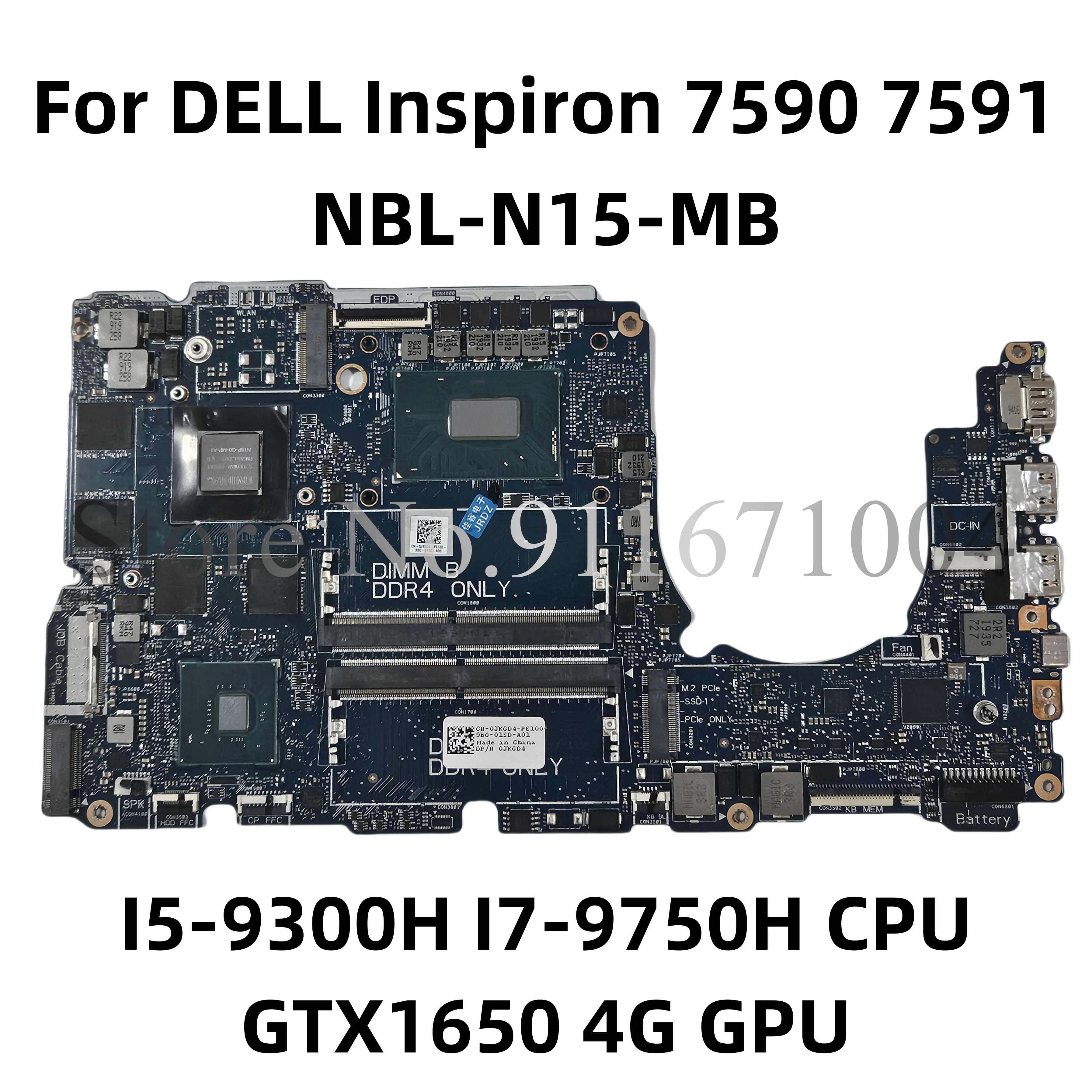 NBL-N15-MB For DELL Inspiron 7590 7591 Laptop Motherboard With I5-9300H ...