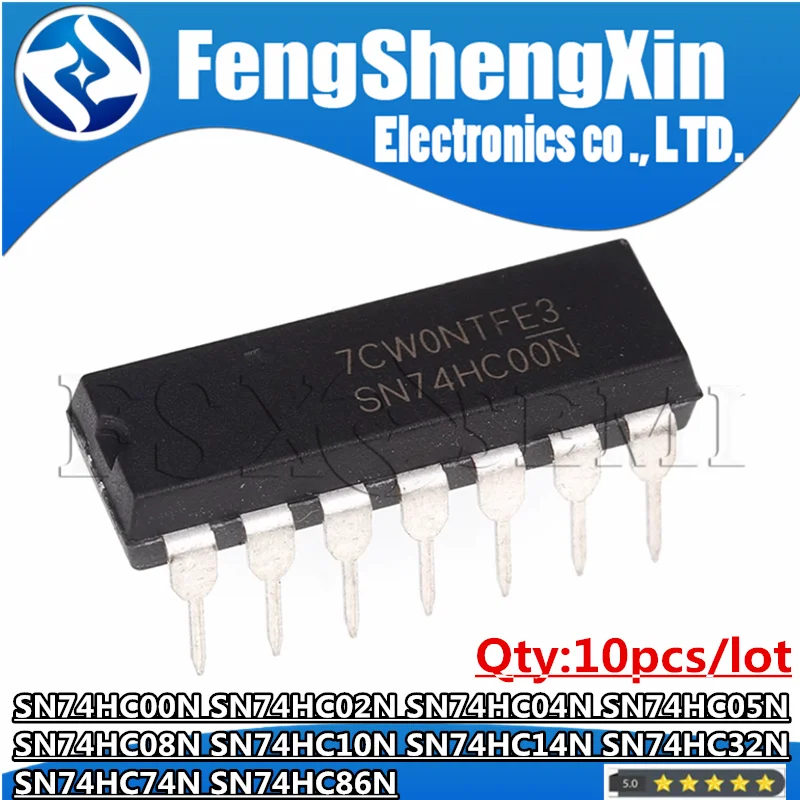 10PCS SN74HC00N 74HC00 DIP-14 SN74HC02N SN74HC04N SN74HC05N SN74HC08N ...