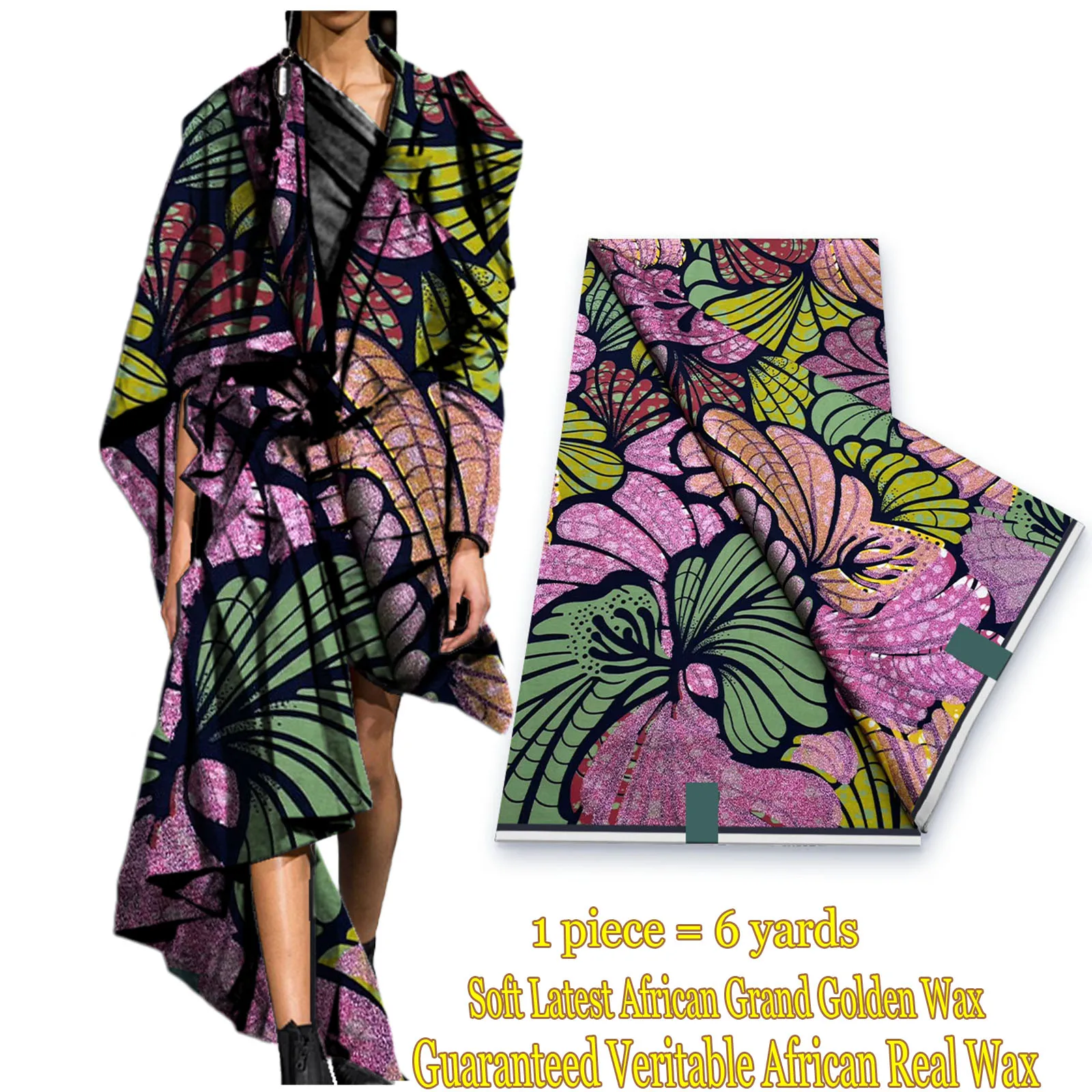 2024-New-Grand-African-Wax-Glitter-Glam-Fabric-Cotton-Ankara-Batik-Gold ...