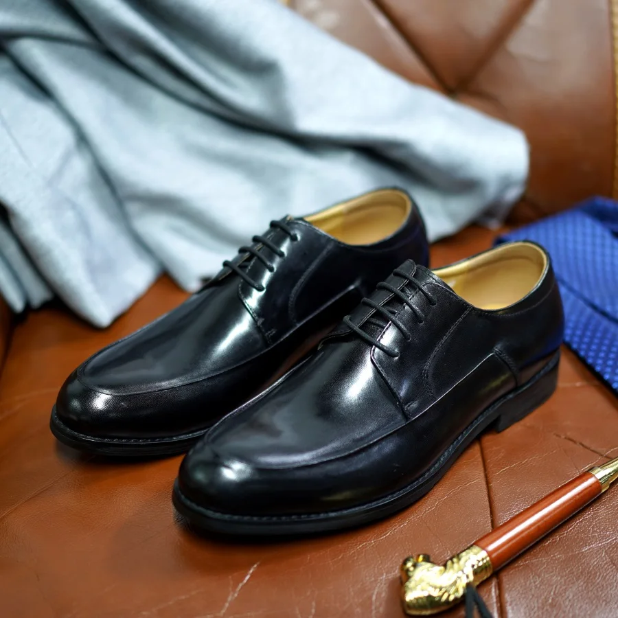 Sapatos-Derby-de-couro-genu-no-para-homens-Lace-Up-Smooth-Dress-Shoes ...