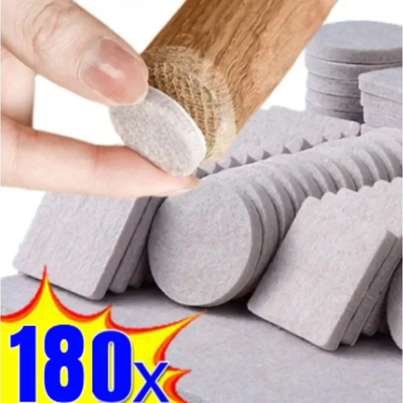 18-180Pcs-Felt-Chair-Leg-Pads-Square-Round-Floor-Protector-Self ...