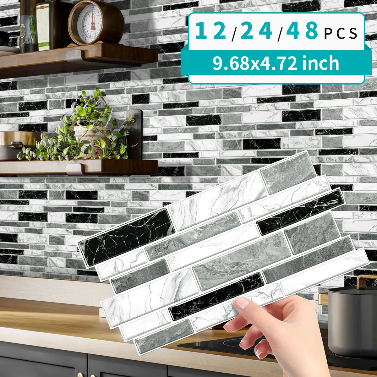 12PCS European Style Ceramic Tile Stickers Self-Adhesive Kitchen ...