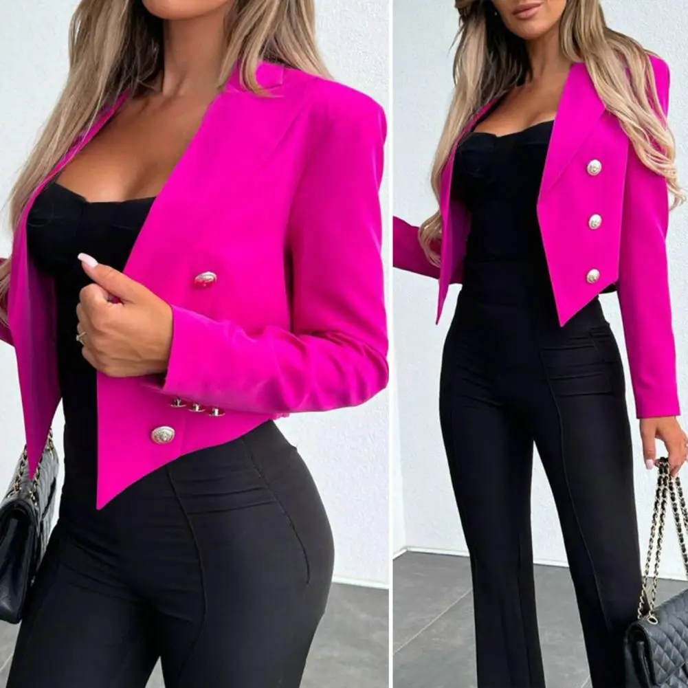 Stylish Lapel Short Type Women Office Blazer Warm Women Blazer Lady ...