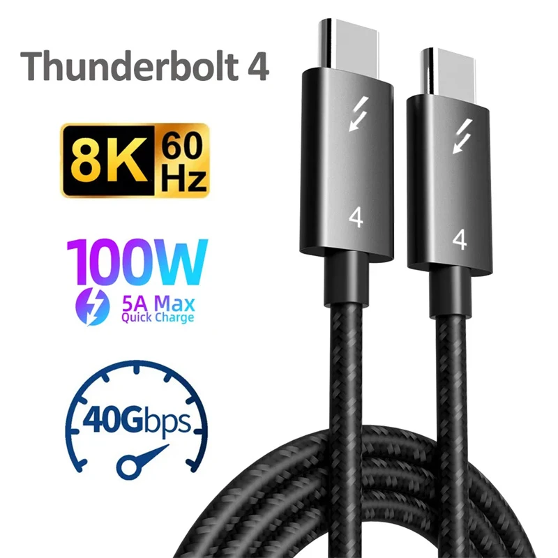 Thunderbolt 4 Cable USB4 Type C to USB C PD 100W Fast Charging Cord 8K ...