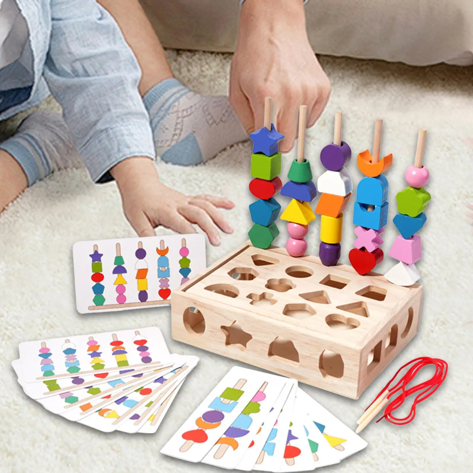 Montessori-Wooden-Beads-Sequencing-Toy-Set-for-Kids-Boys-Girls-Birthday ...