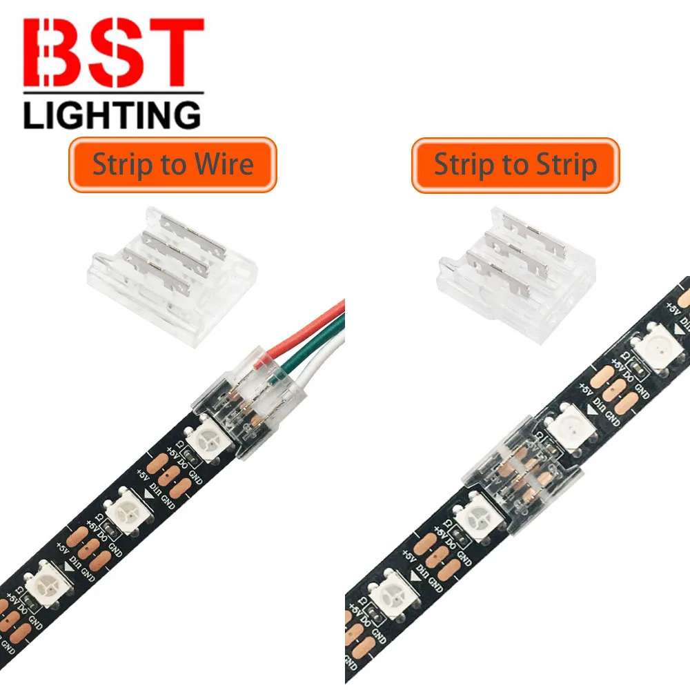 WS2811-WS2812B-SK6812-LED-Transparent-Solderless-Cover-Connector-10mm ...