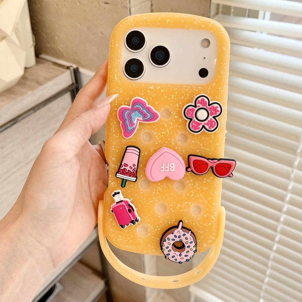 Ins DIY Soft Silicone For Crocs Charms Creative Phone Case For iPhone ...